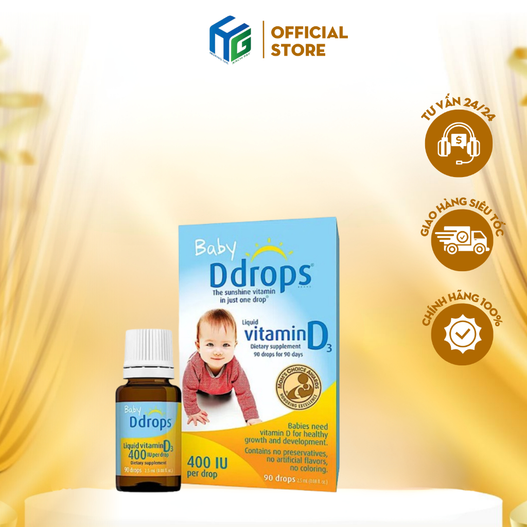 Baby Ddrops Vitamin D3 400 I.U cho trẻ sơ sinh dạng giọt (2,5ml ...