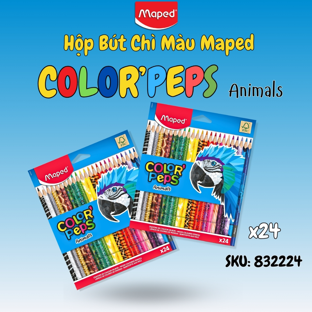 Bút Chì Màu Maped Color'Peps Animals - 24 Màu Kích Thước Chuẩn, thương ...