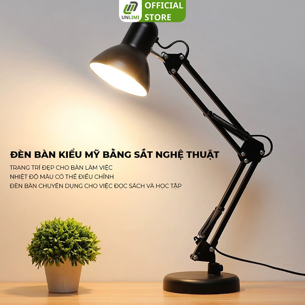 Đèn để bàn khung kim loại gấp gọn xoay đa chiều không kèm bóng đèn ...