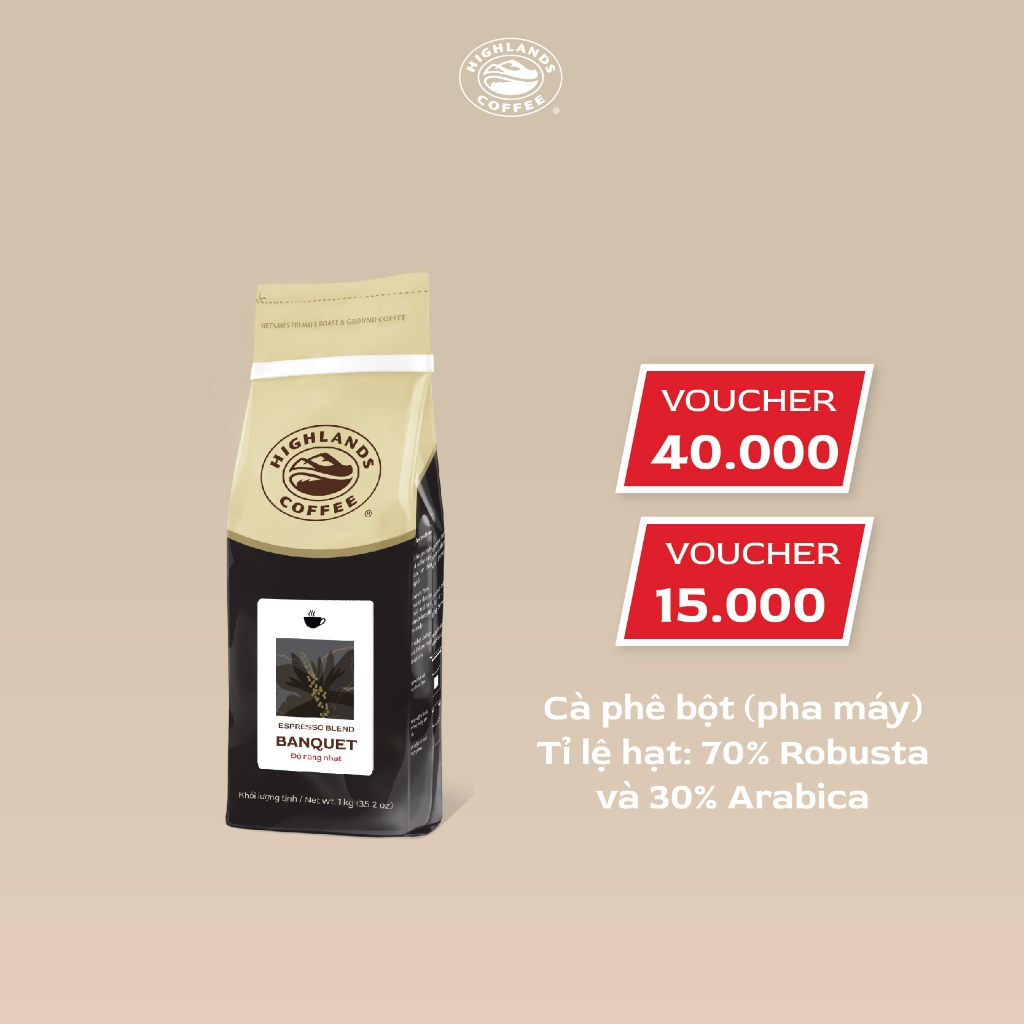 Cà Phê Bột Buổi Sáng Banquet Highlands Coffee 1Kg (dòng cafe pha máy ...