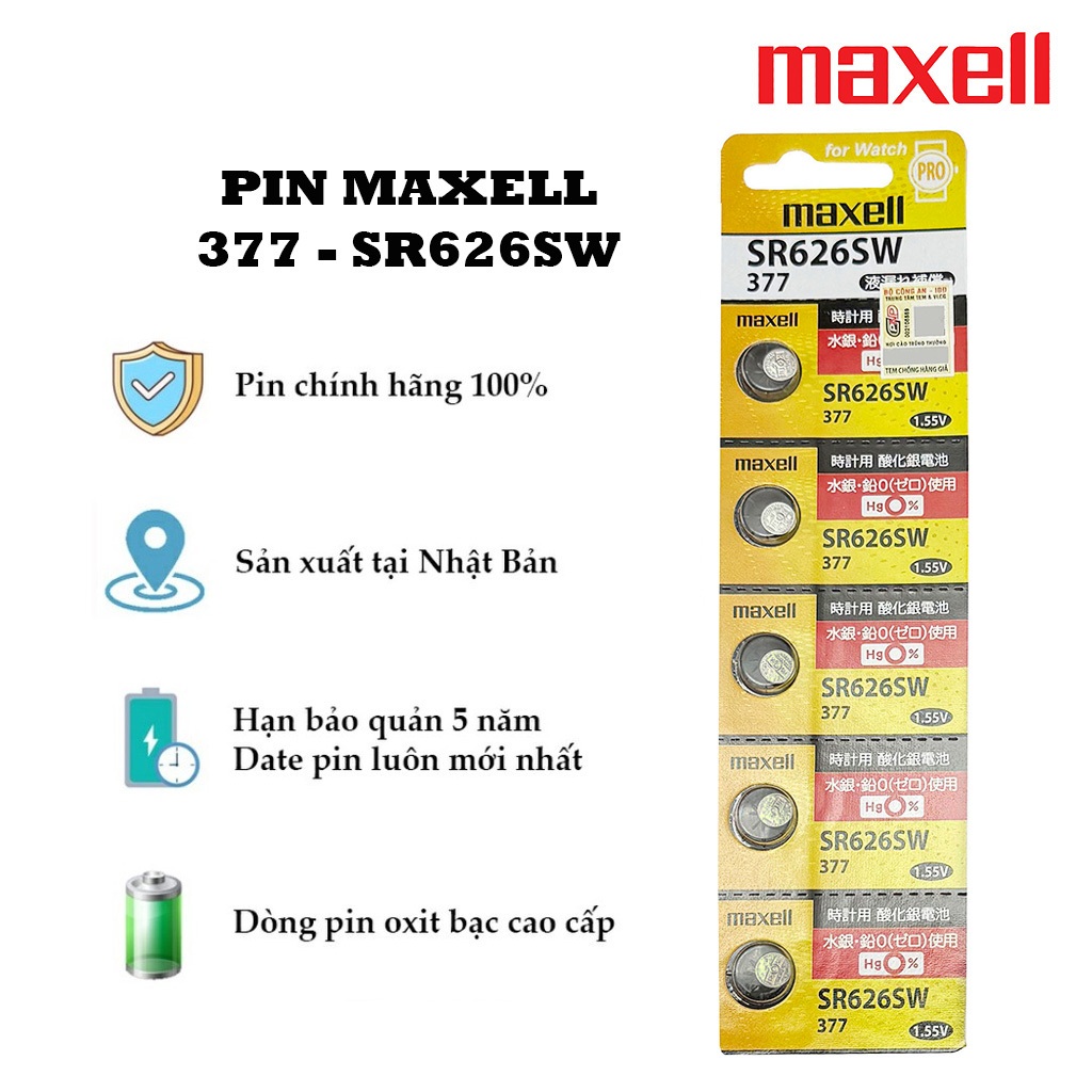 [CHÍNH HÃNG] Pin đồng hồ Maxell 377 SR626SW dành cho đồng hồ dùng pin ...