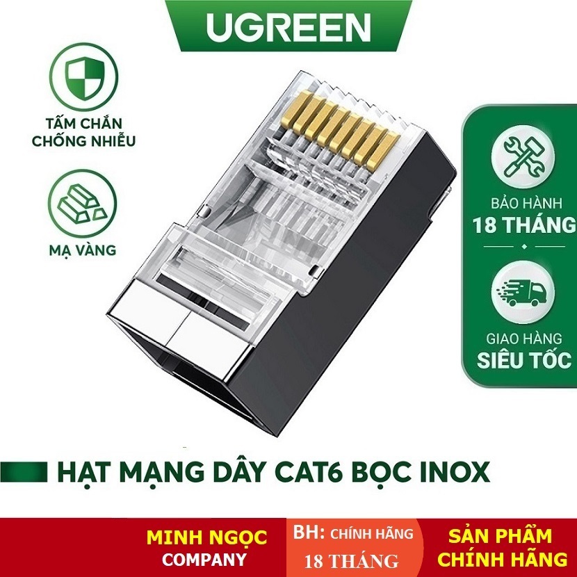 Túi 10 chiêc Hạt Mạng Cat 6 RJ45 bọc Inox chính hãng Ugreen 20333 NW111 cao cấp - Bảo Hành 24 ...