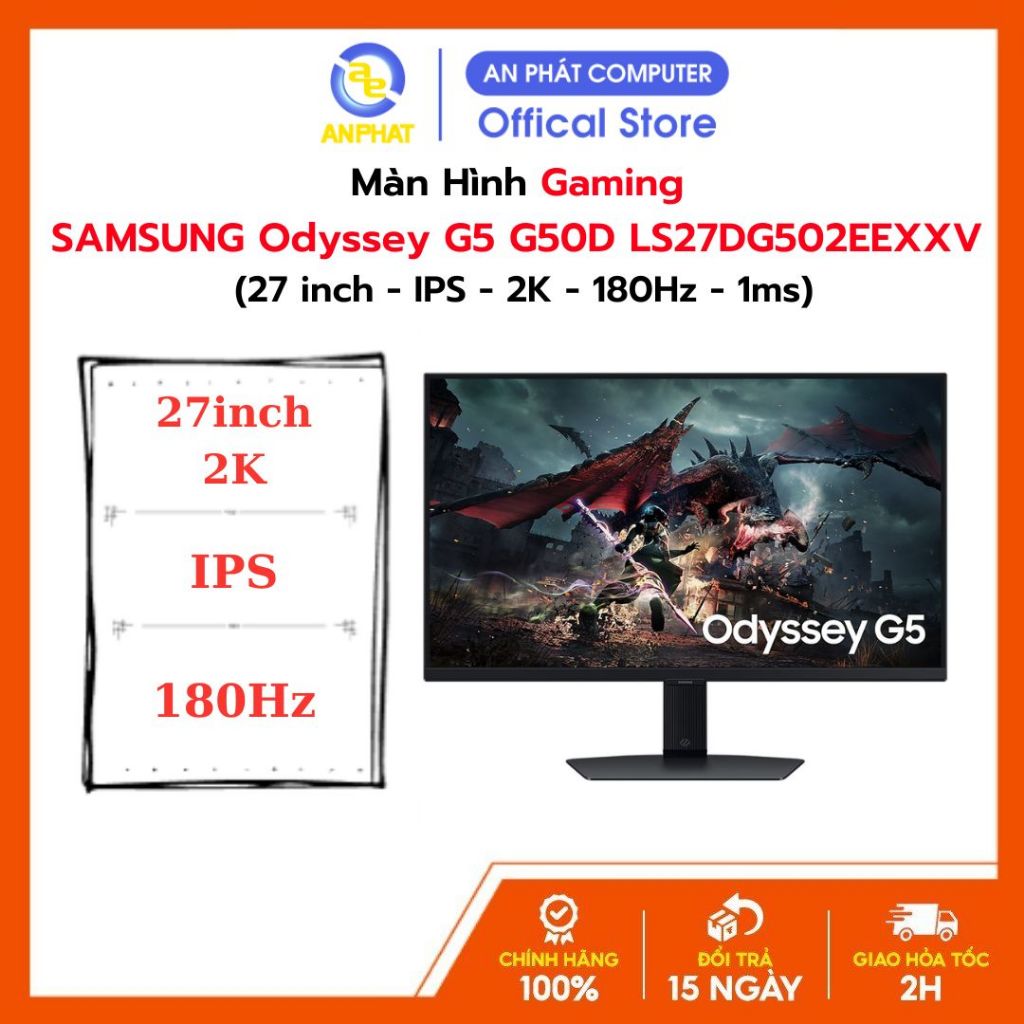 Màn Hình Gaming SAMSUNG Odyssey G5 G50D LS27DG502EEXXV (27 inch - IPS - 2K - 180Hz - 1ms ...
