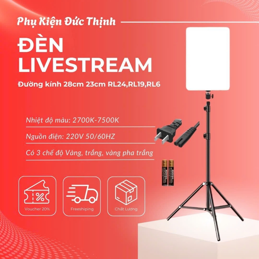 (HỎA TỐC HCM) Đèn Led Livestream Bảng Chữ Nhật Size RL24,RL19,RL6 Trợ ...