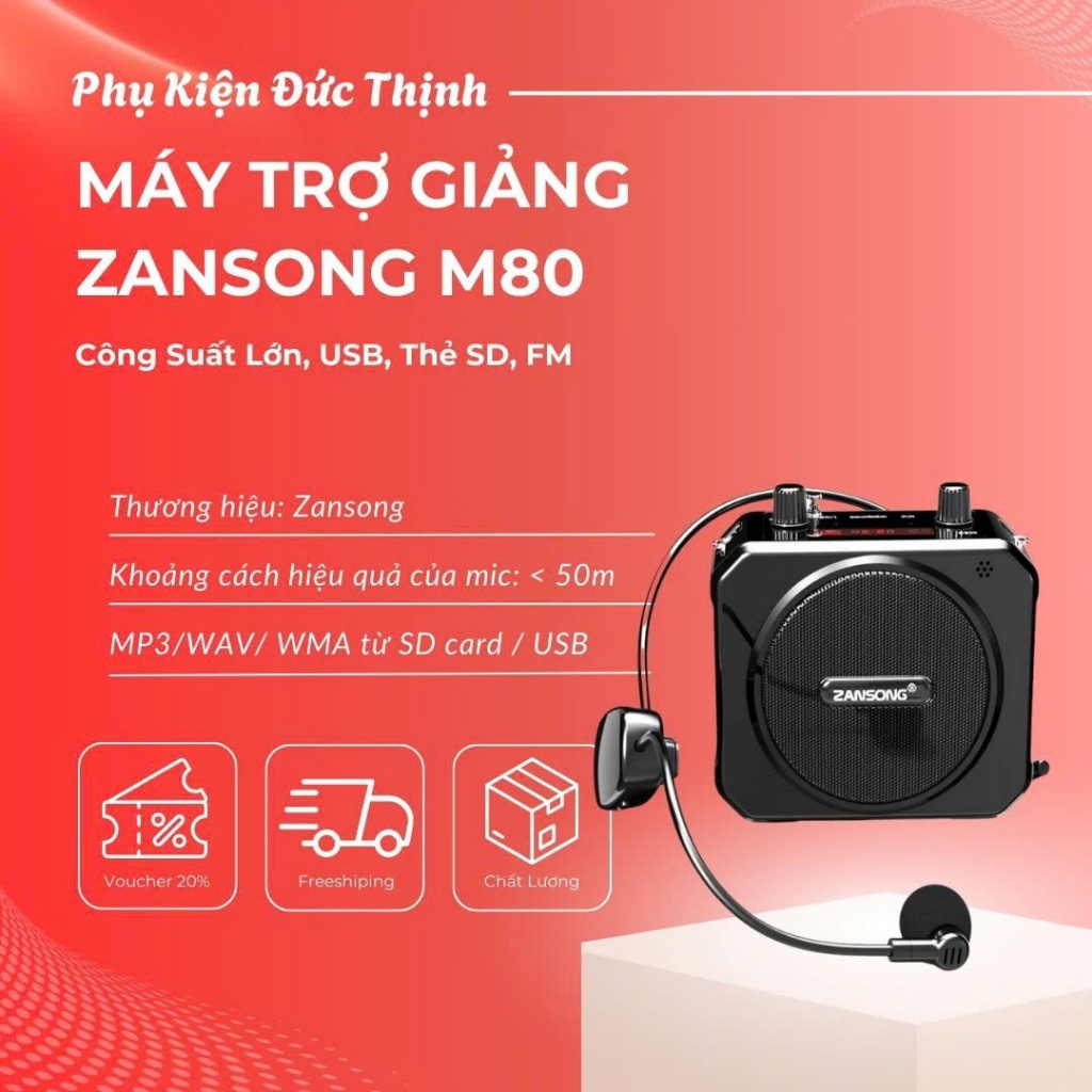 Máy Trợ Giảng Zansong M80 Chính Hãng, Loa Trợ Giảng Công Suất Lớn, USB ...
