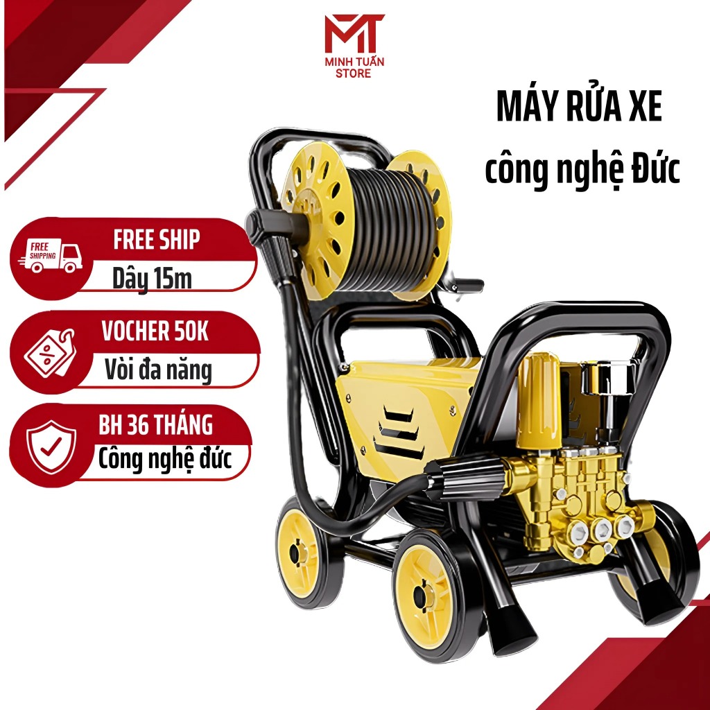 Máy Rửa Xe Công Nghiệp KAW Áp Lực Cao Công Suất Lớn 2400W, Tia 10m, Dây ...
