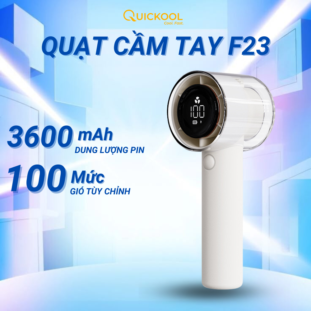 Quạt cầm tay Turbo F23, gió mạnh tức thì, 100 tốc độ tùy chỉnh, màn ...