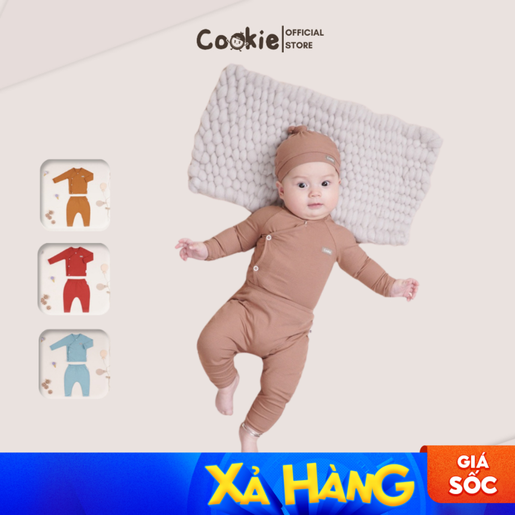 Bộ Sơ Sinh Cho Bé COOKIE, Bộ Sơ Sinh Dài Tay Cài Chéo Cạp Chun Cho Bé ...
