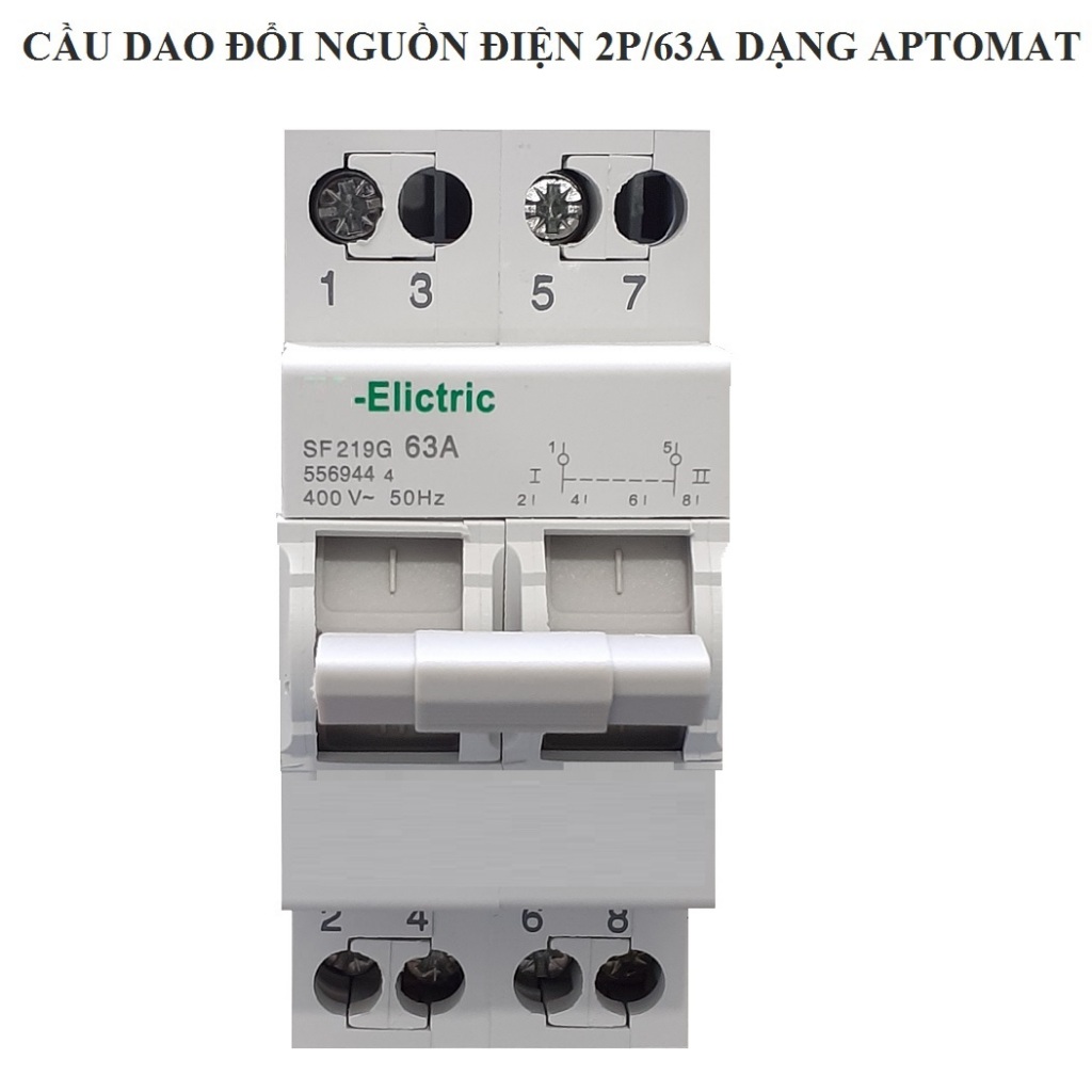 Công tắc chuyển đổi nguồn điện công suất lớn 2P/63A-220V VNA-Electric cầu dao đảo chiều át đảo ...