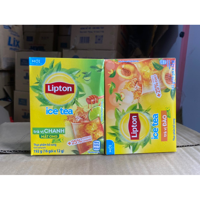 Trà Lipton Ice Tea Hòa Tan Trà Chanh/ Trà Đào 192g (16 gói x 12g ...