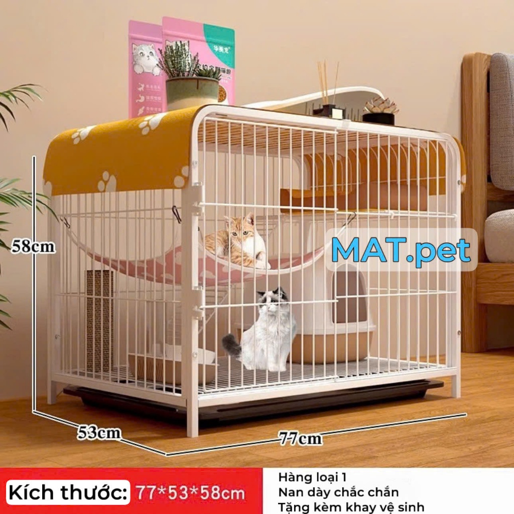 Chuồng mèo nan ống 2 tầng dày cứng cáp nuôi chó mèo thú cưng dễ thương ...