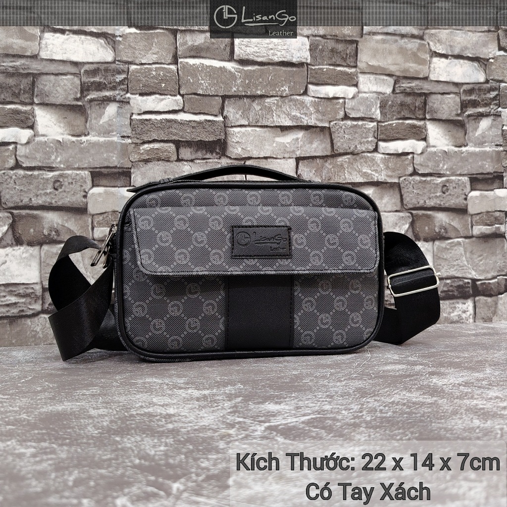 Túi đeo chéo có xách tay LISANGO cao cấp TDC128.07, Da họa tiết, dây ...