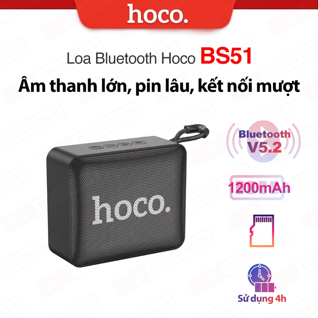 Loa Bluetooth pin 1200mAh V5.2 Hoco BS51 - Nghe nhạc cực đã, Nhỏ gọn dễ mang, Tốc độ kết nối ...