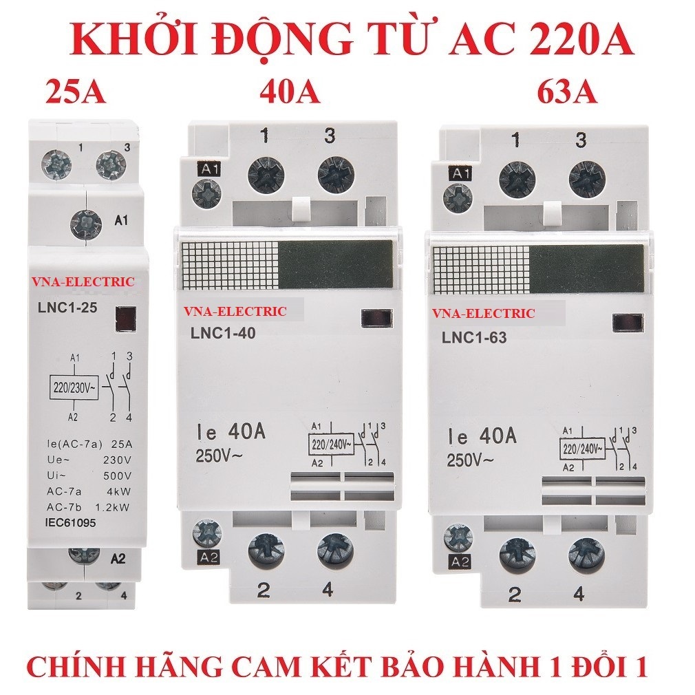 Khởi động từ 1 pha VNA-Electric AC 220V 25A 40A 63A Hàng chất lượng cao siêu bền khởi động từ ...