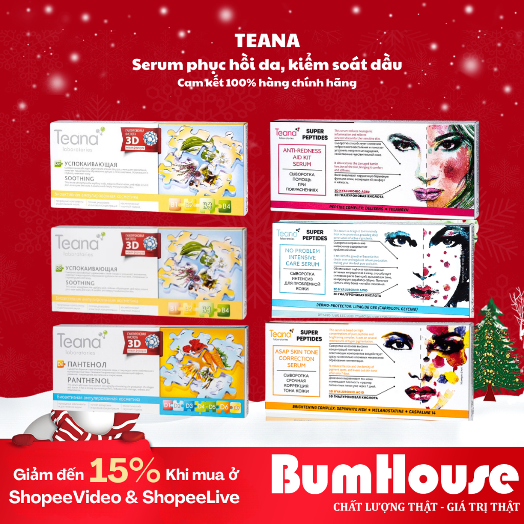 Serum Teana Super Peptides Anti-redness Aid Kit/Asap Skin/ No Problem/B4 Express/D6 Panthenol/B3 ...