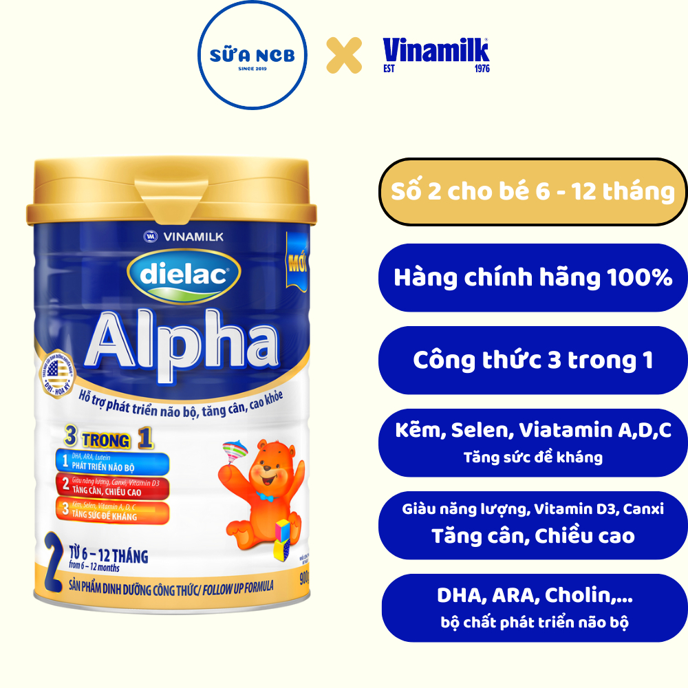 [Chính Hãng] Sữa bột Dielac Alpha chính hãng Vinamilk số 2 (6 - 12 tháng tuổi) - Lon 400g, 900g ...