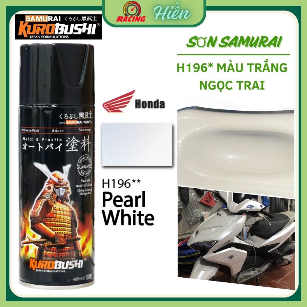 Sơn Xịt Samurai màu trắng ngọc trai H196 ** chuyên dùng cho xe máy ...