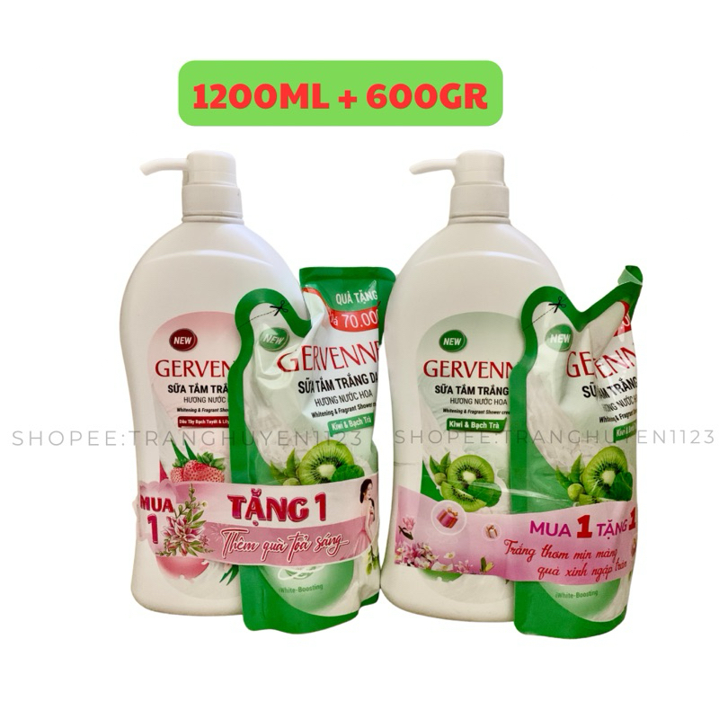 SỮA TẮM GERVENNE SÁNG DA HƯƠNG NƯỚC HOA 1,2L ( TẶNG TÚI 600G) | Shopee Việt Nam