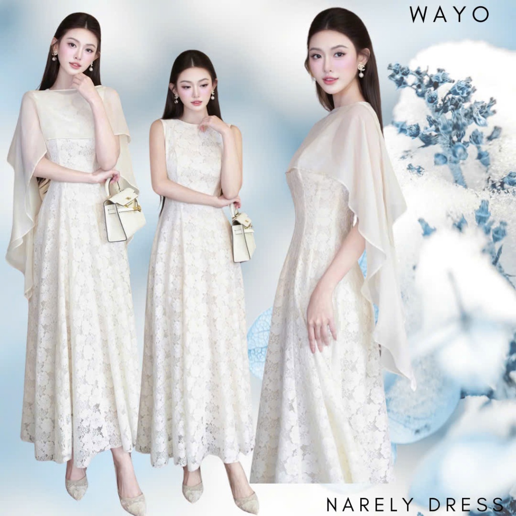 [Narely Dress] Đầm WAYO thiết kế ren dáng dài xoè kèm áo choàng sang ...