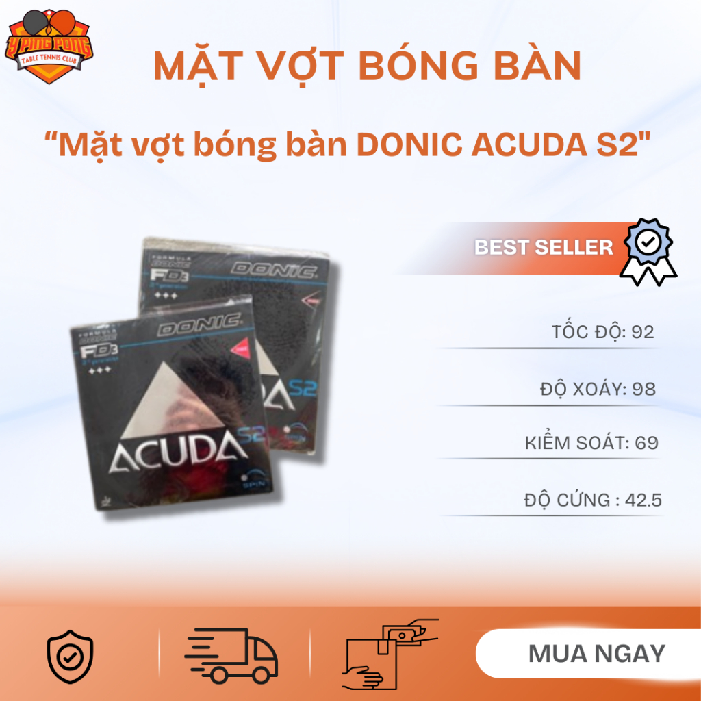 Mặt vợt bóng bàn DONIC ACUDA S2 chính hãng | Shopee Việt Nam