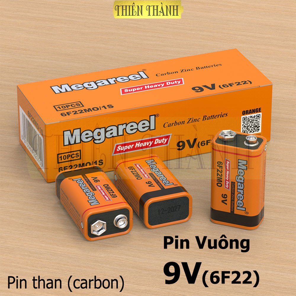 Pin 9V Megareel 6F22MO,pin vuông(6F22),cho micro không dây, báo động ...