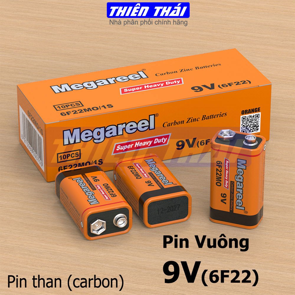 Pin 9V Megareel 6F22MO,pin vuông(6F22),cho micro không dây, báo động ...