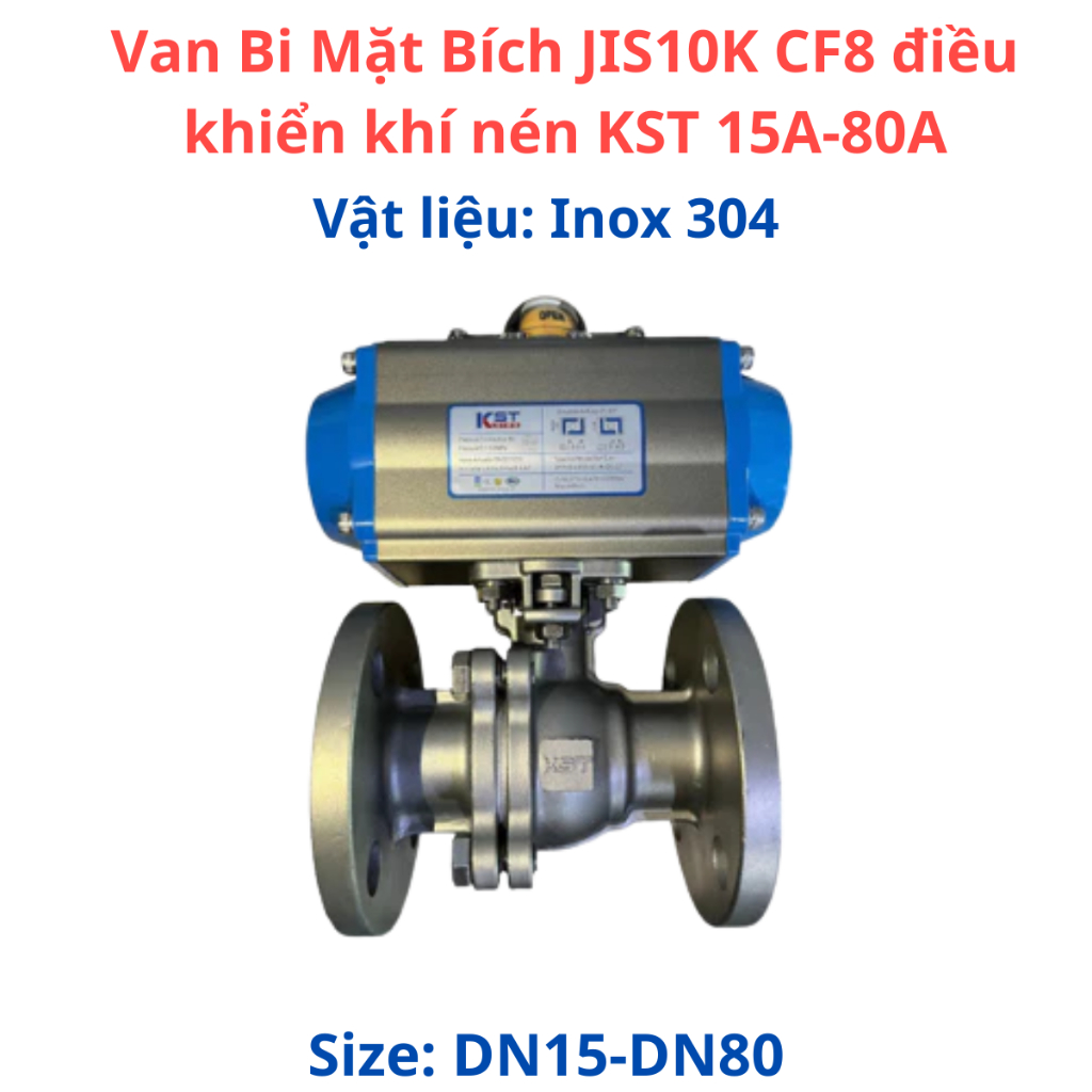 Van Bi Mặt Bích JIS10K CF8 điều khiển khí nén KST 15A-80A | Shopee Việt Nam