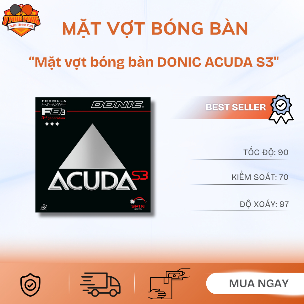 Mặt vợt bóng bàn DONIC ACUDA S3 chính hãng. | Shopee Việt Nam