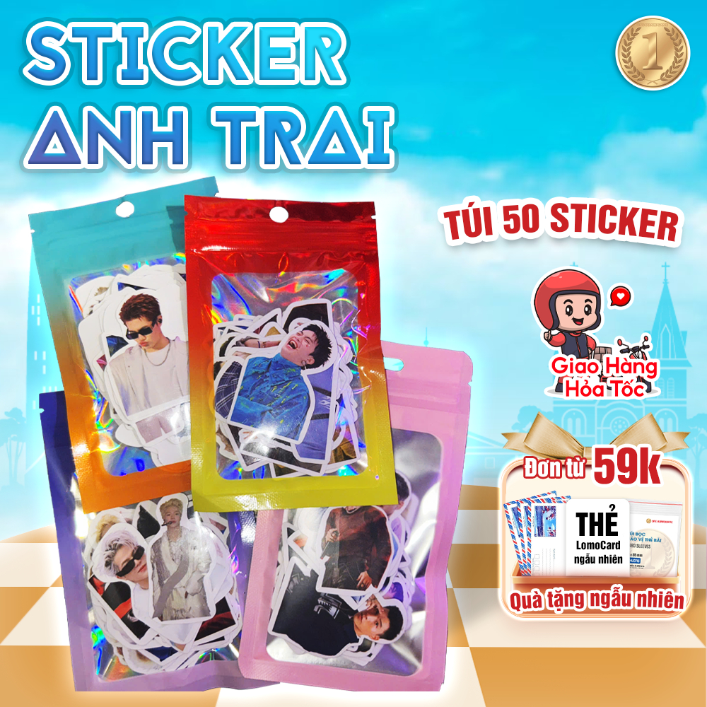 Sticker Anh Trai SET 50 hình Quang Hùng, Hiếu Thứ Hai, Rhyder, Negav ...