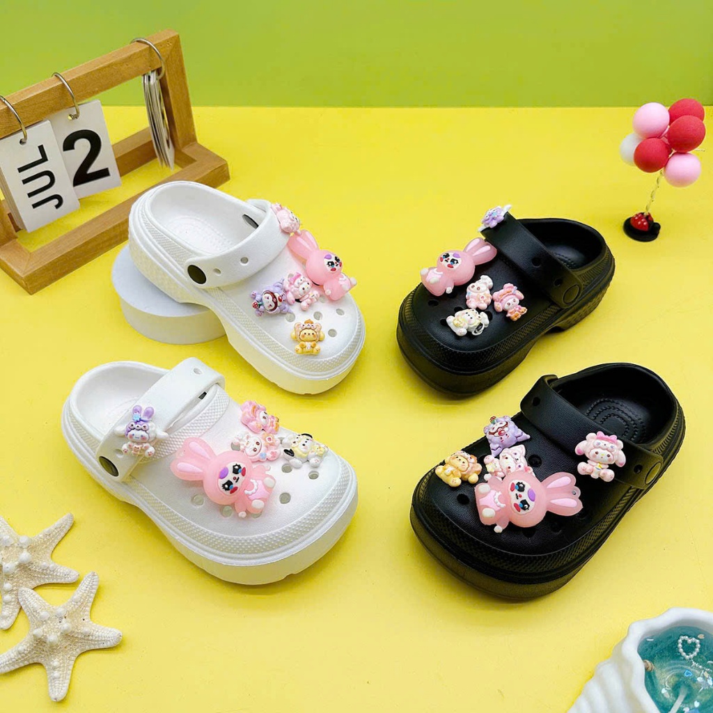 Dép Sục Cross, Dép Sandal Đế Cao 3cm Kuromi, Labubu, Baby Three Cao Cấp ...