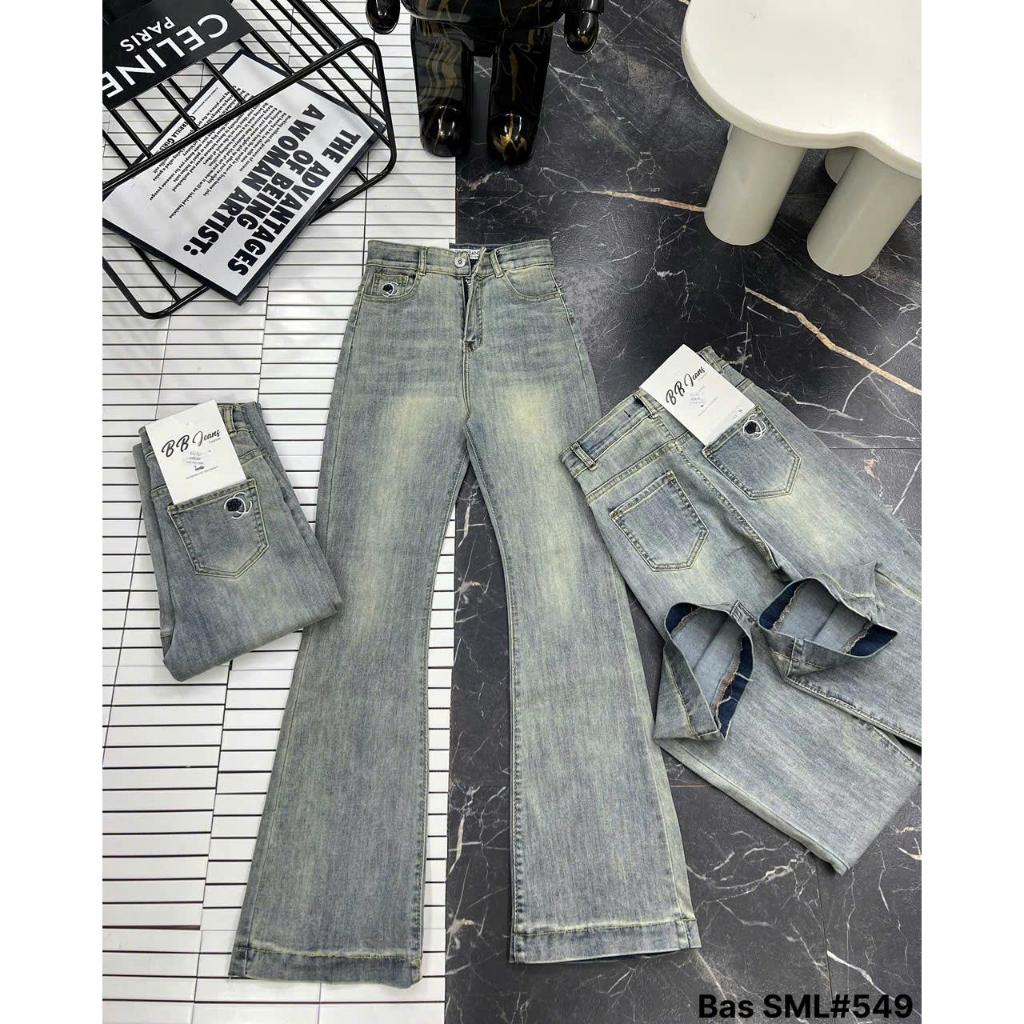 GOAT JEANS - Quần Jeans ống loe dài co giãn túi sau Thêu X ( 100 cm ...