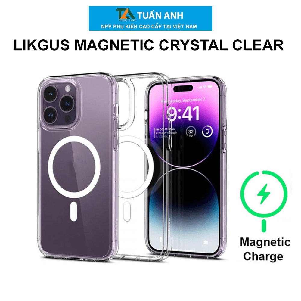 Ốp trong iphone sạc không dây LIKGUS Magnetic CRYSTAL Clear Case Từ ...
