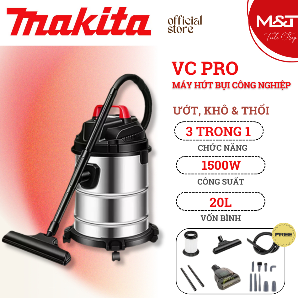 Makita VC PRO 3in1 MỚI NHẤT 20L Máy hút bụi công nghiệp inox hạng nặng ...