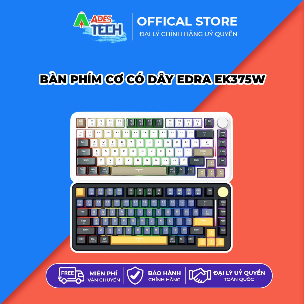 [Chính Hãng] Bàn Phím Cơ Có Dây EDRA EK375W | Black - White | Shopee Việt Nam