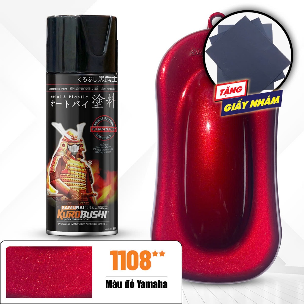 Sơn xịt SAMURAI Kurobushi - MÀU ĐỎ YAMAHA 1108 (400ml) chuyên dùng cho xe máy | Shopee Việt Nam