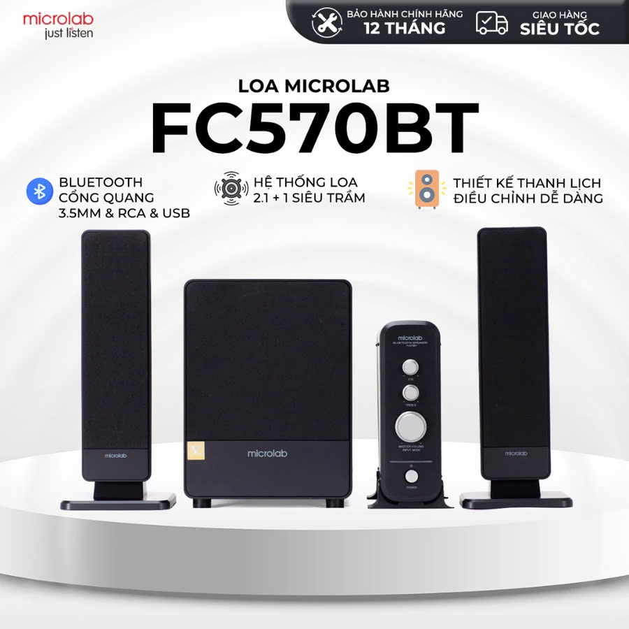 Loa Vi Tính Bluetooth Bass Mạnh Âm Cao Sáng MICROLAB FC570BT 2.1, Công ...