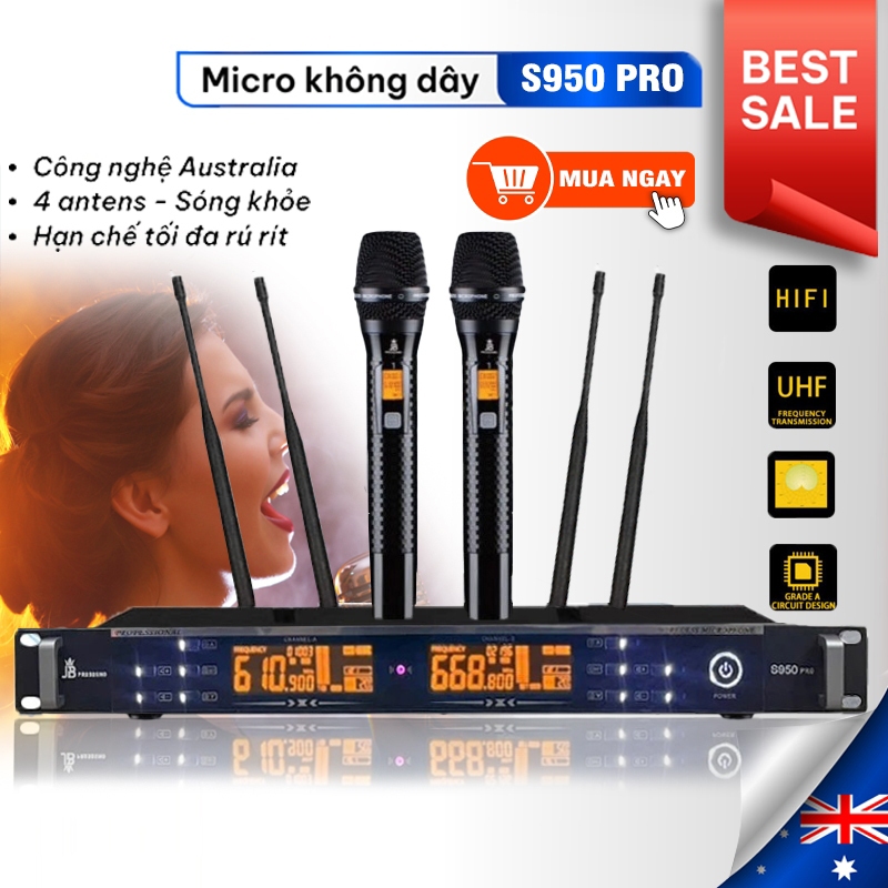 Micro Không Dây JB Prosound S950 PRO, 200 Tấn Số, Chống Hú Tốt, Bắt ...