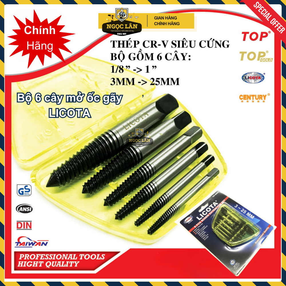 [Chính hãng] Bộ mở bulong, ốc gãy Licota 6 cây hàng Đài Loan cao cấp ...