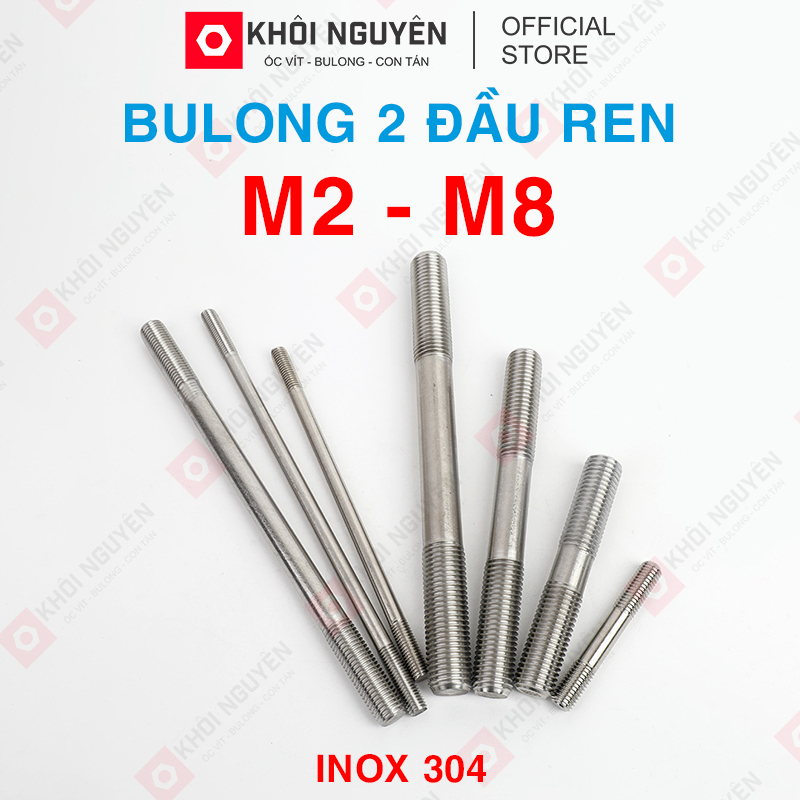 Bulong 2 đầu ren Inox 304, size M3 M4 M5 M6 M8 chiều dài 30mm-200mm | Shopee Việt Nam