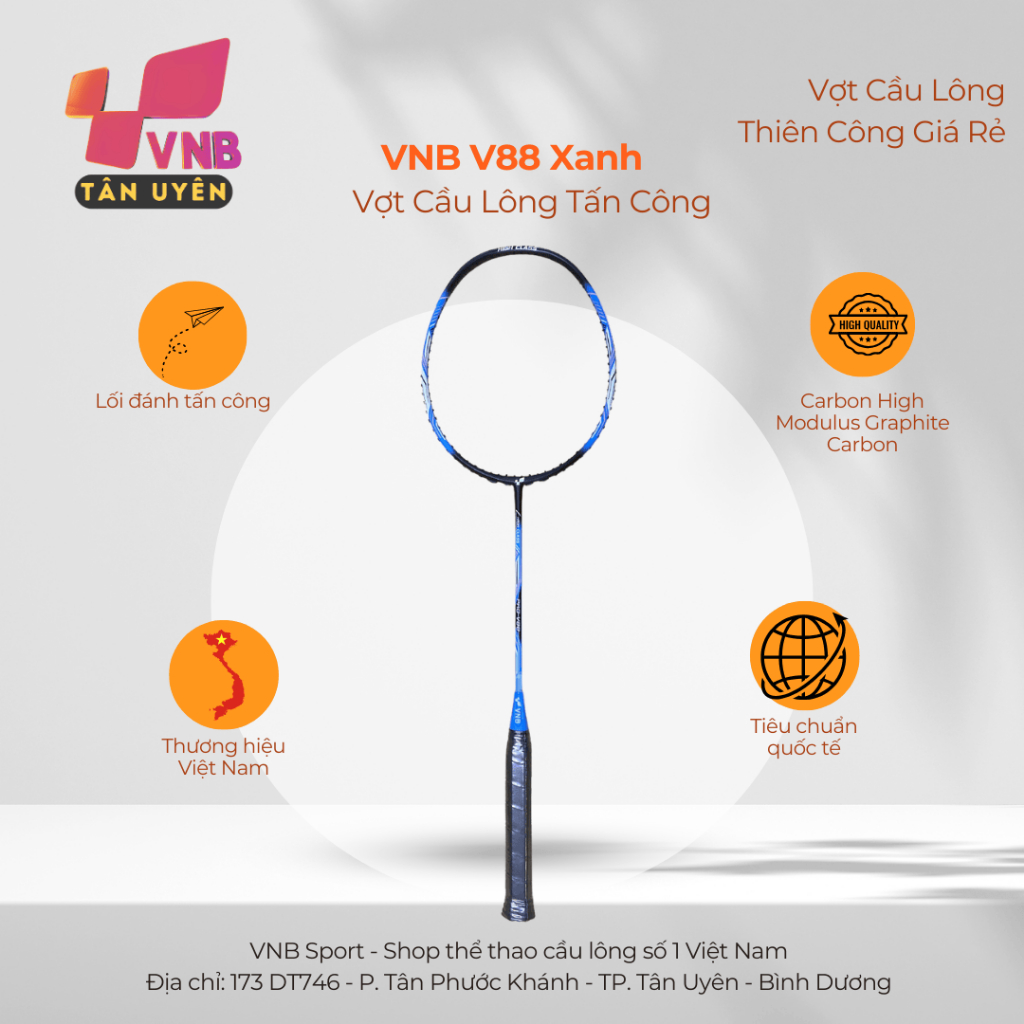 Vợt Cầu Lông VNB V88 Xanh - Vợt Tấn Công | Shopee Việt Nam