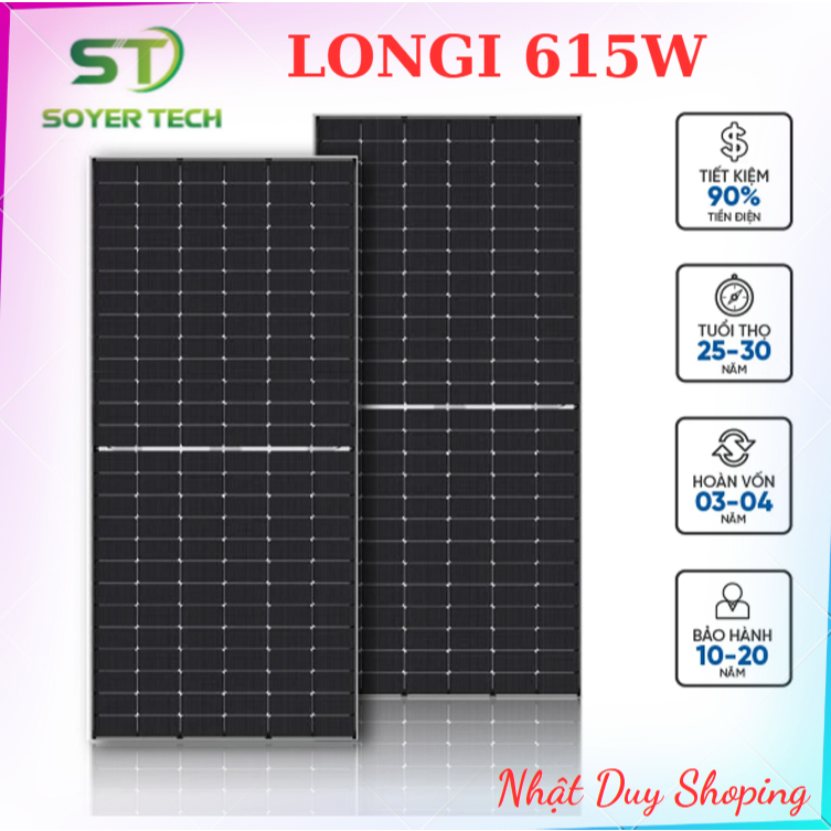 Tấm Pin năng lượng mặt trời 615W Loại A- LONGi Hi-MO 7 Explorer LR8 ...