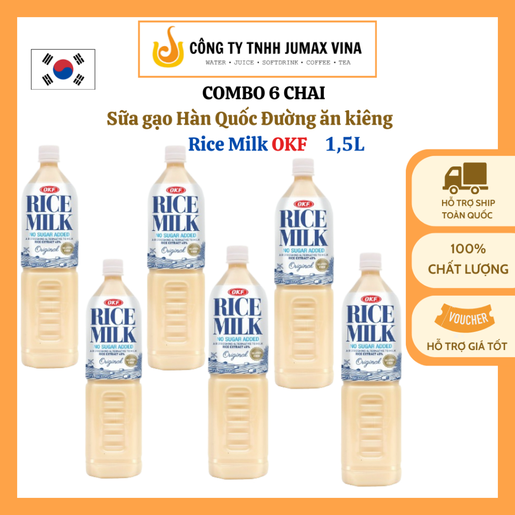 [HÀN QUỐC] Combo 6 Chai Sữa gạo 1,5L đường ăn kiêng Rice milk OKF HSD 5 ...