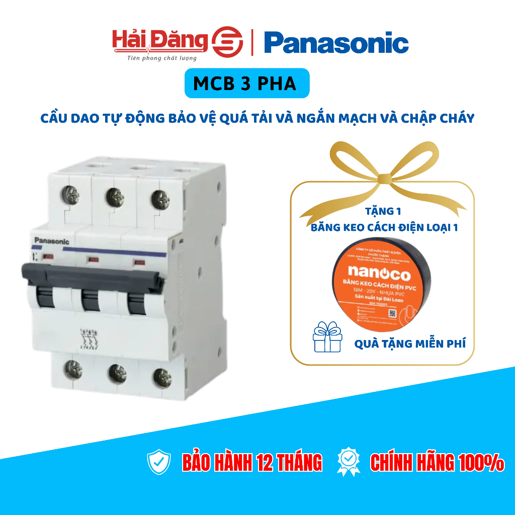 Aptomat Panasonic MCB 3 Pha - Cầu dao tự động bảo vệ quá tải và ngắn mạch | Shopee Việt Nam