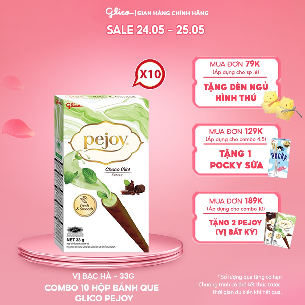 Combo 10 hộp Bánh que nhân kem Glico Pejoy vị Choco Mint 33gr | Shopee Việt Nam