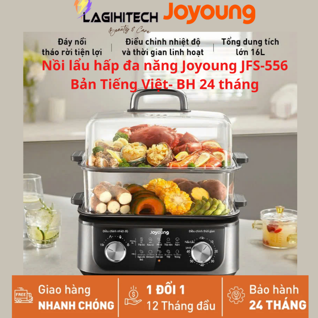 [LIVE] Nồi lẩu hấp đa năng Joyoung JFS-556, Dung tích 16L, Công suất 1600W - Chính hãng BH 24 ...