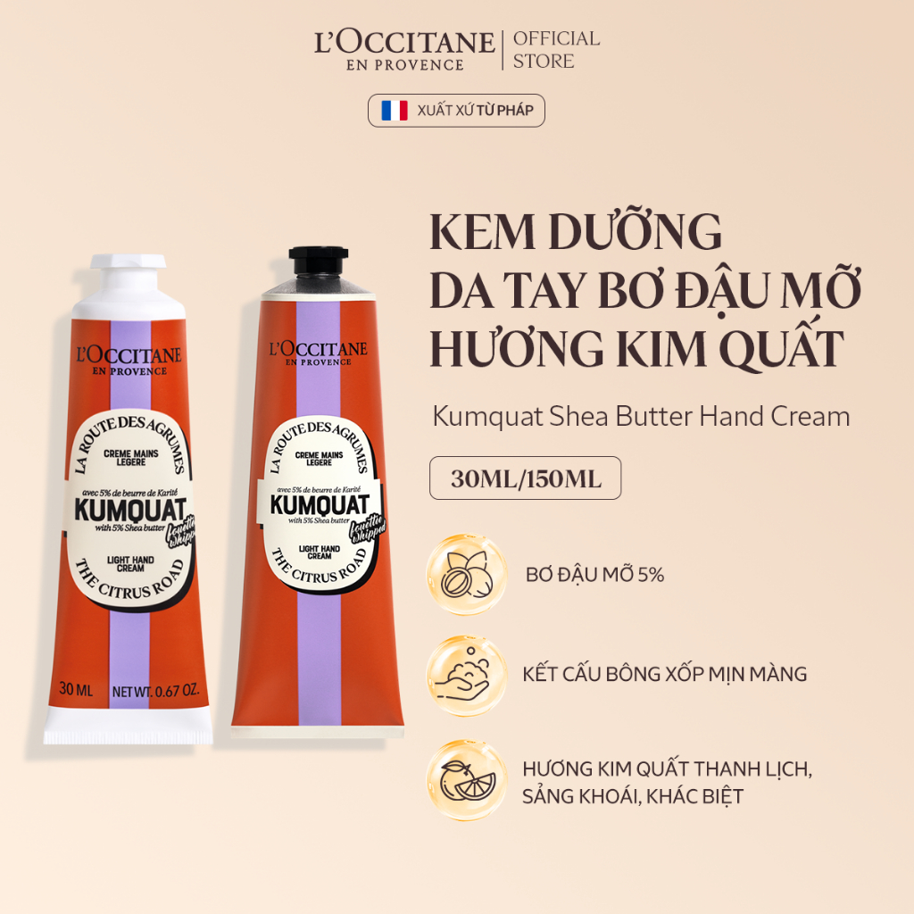 Kem Dưỡng Da Tay Bơ Đậu Mỡ Hương Kim Quất L'Occitane Kumquat Shea Butter Hand Cream 30ml/150ml ...