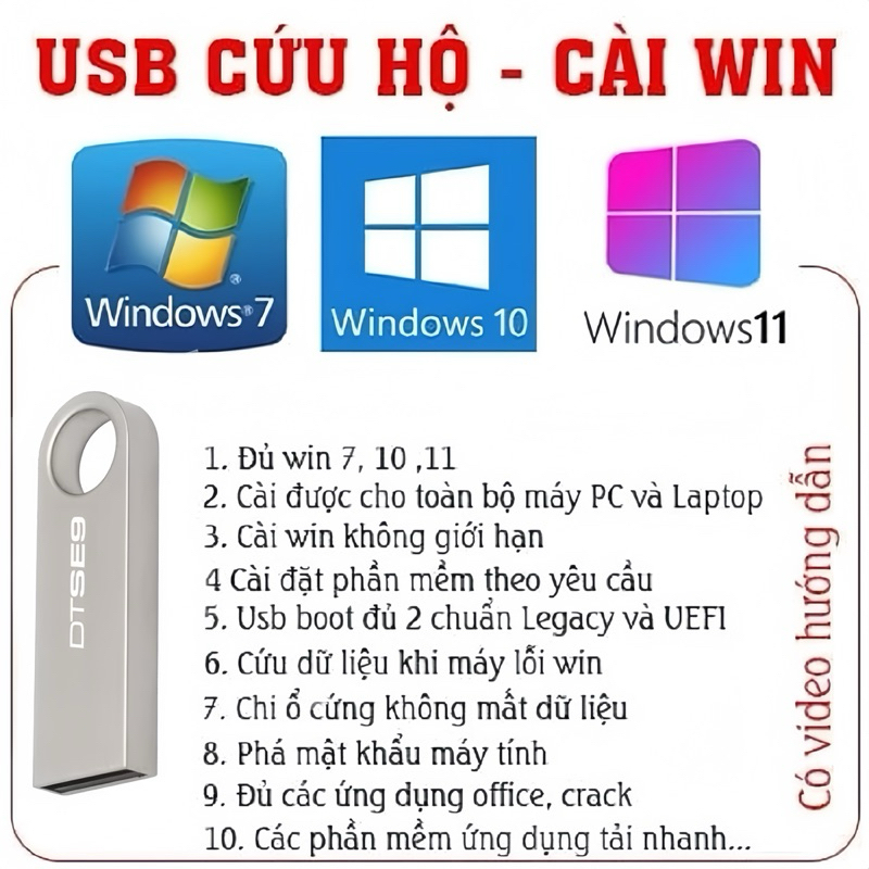 USB CÀI Win7-10-11 TỰ ĐỘNG - USB 64GB/32GB/16GB/8GB USB Boot Kỹ Thuật - USB Cứu Hộ PC,Laptop,Cài ...