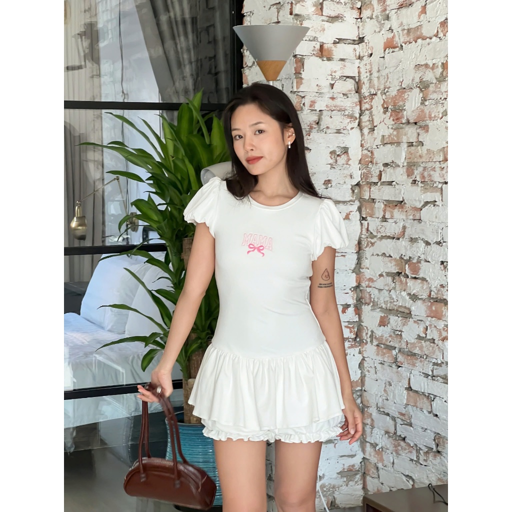 Đầm Thun Nữ Ôm Body Ngắn Hoạ Tiết Nơ Coquette Có Quần Bảo Hộ Cực Xinh ...