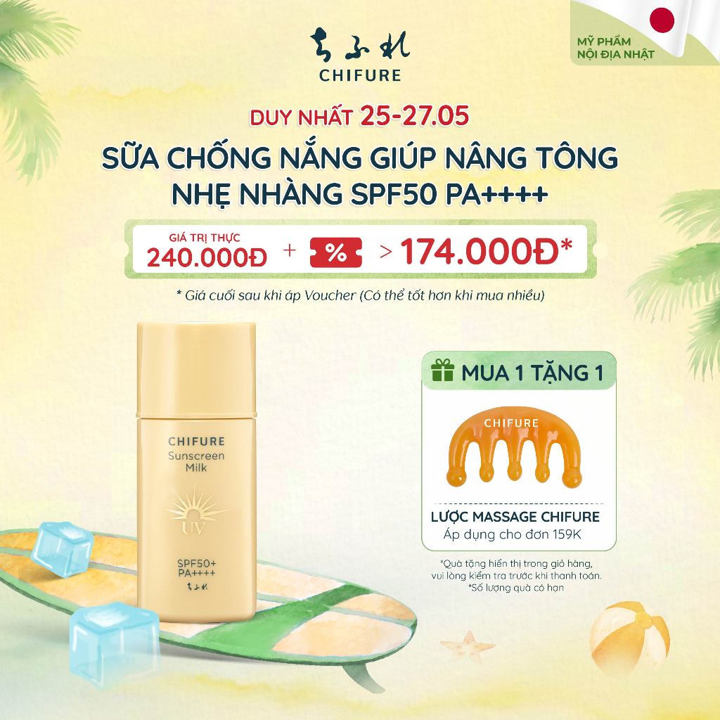 Sữa chống nắng Chifure Sunscreen Milk SPF50 PA++++ 30ml giúp nâng tông nhẹ nhàng | Shopee Việt Nam