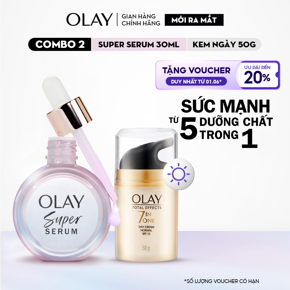 Combo 2 Super Serum OLAY 5 Dưỡng Chất Trong 1 30ml Và Kem Dưỡng Ẩm OLAY ...